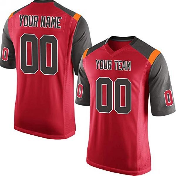 Custom Red Football Jersey with Brown