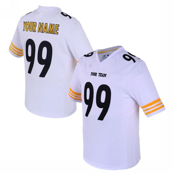 Custom White Football Jersey with Yellow
