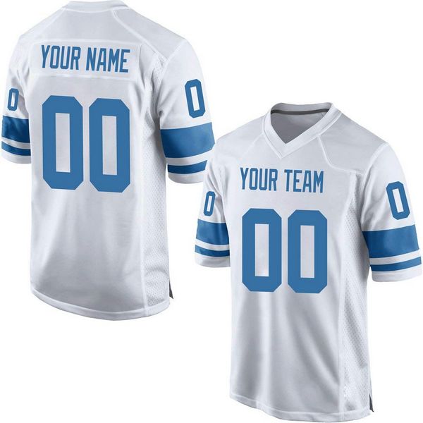 Custom White Football Jersey with Light Blue